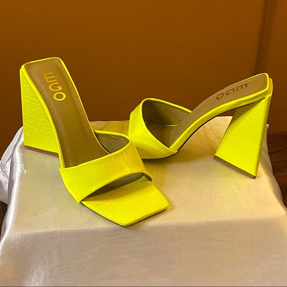 EGO | Shoes | Neon Yellow Block Heel | Poshmark